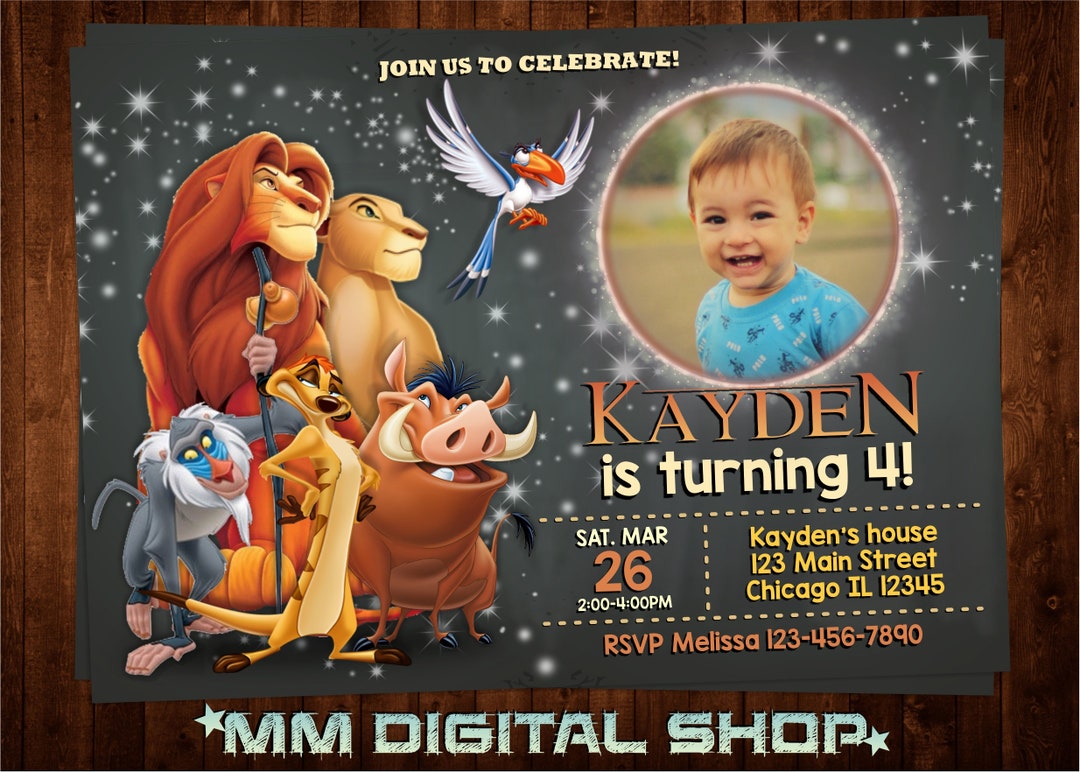 The Lion King Invitation, Lion Birthday, Lion King Party - Etsy