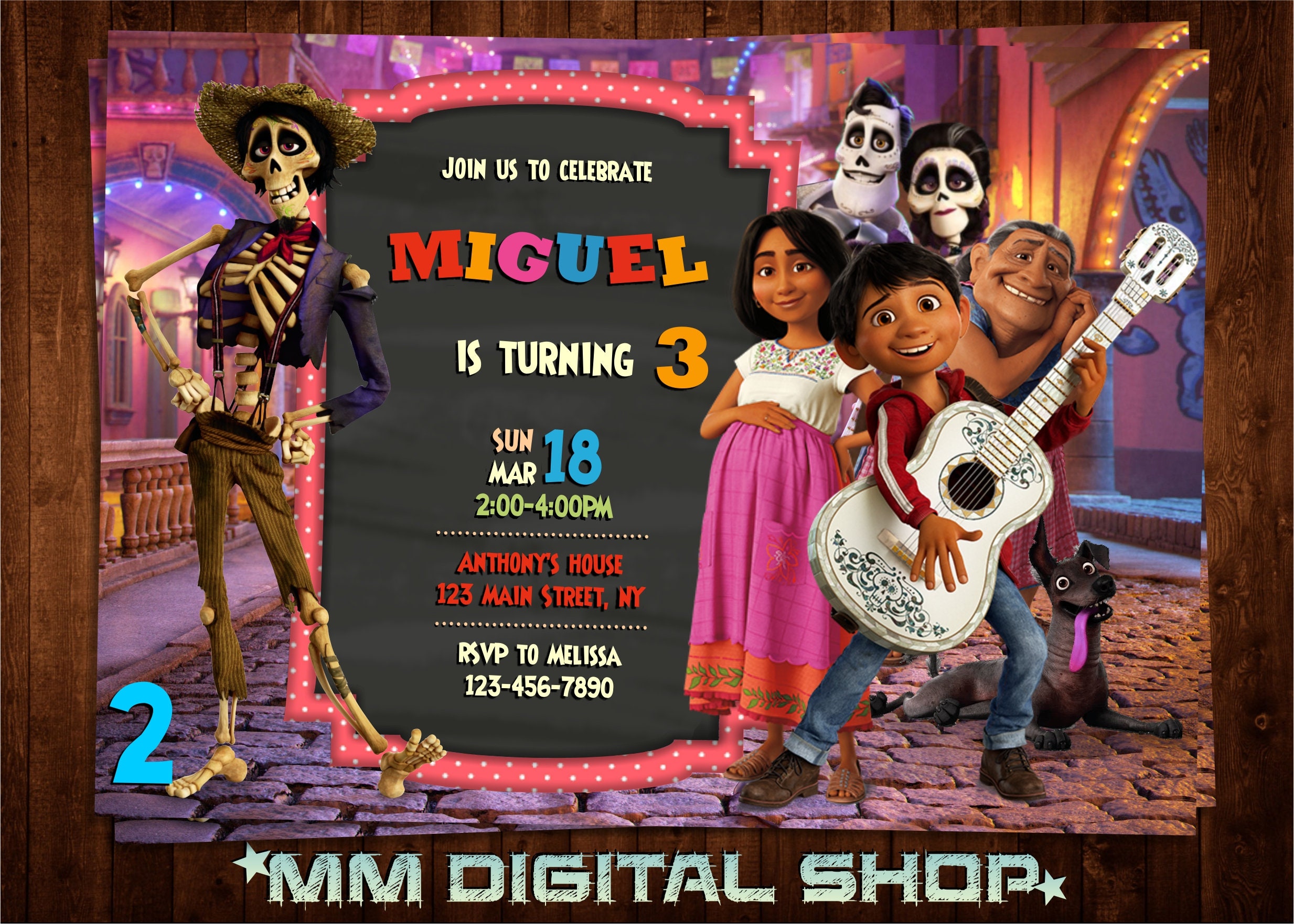 Coco Birthday Invitation, Coco Party, Coco Fiesta, Disney Invitation ...