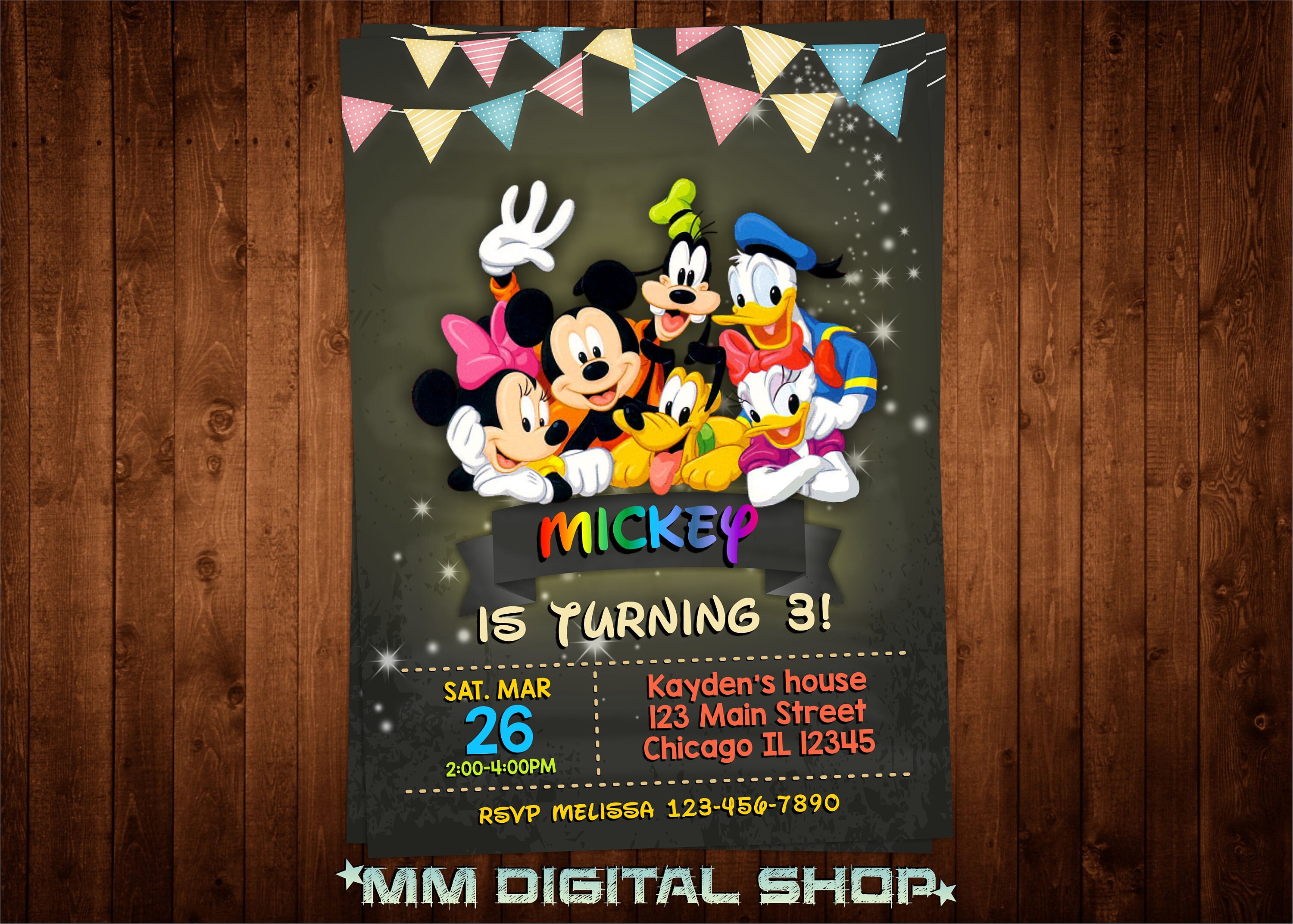 Disney Birthday Invitation Disney Friend Birthday Mickey - Etsy