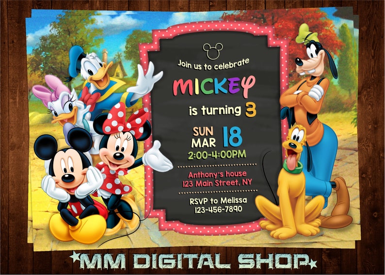 Disney Birthday Invitation, Disney Friend Birthday, Mickey Mouse ...