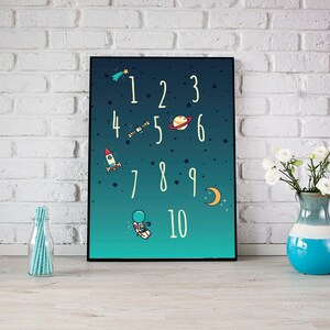 Astronaut Illustration Art Print Planet Bedroom Wall Decor | Etsy