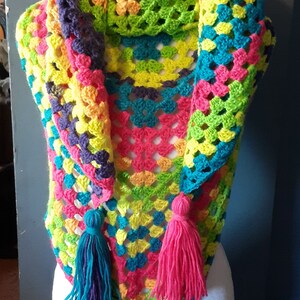 Neon Granny Square Shawl. - Etsy