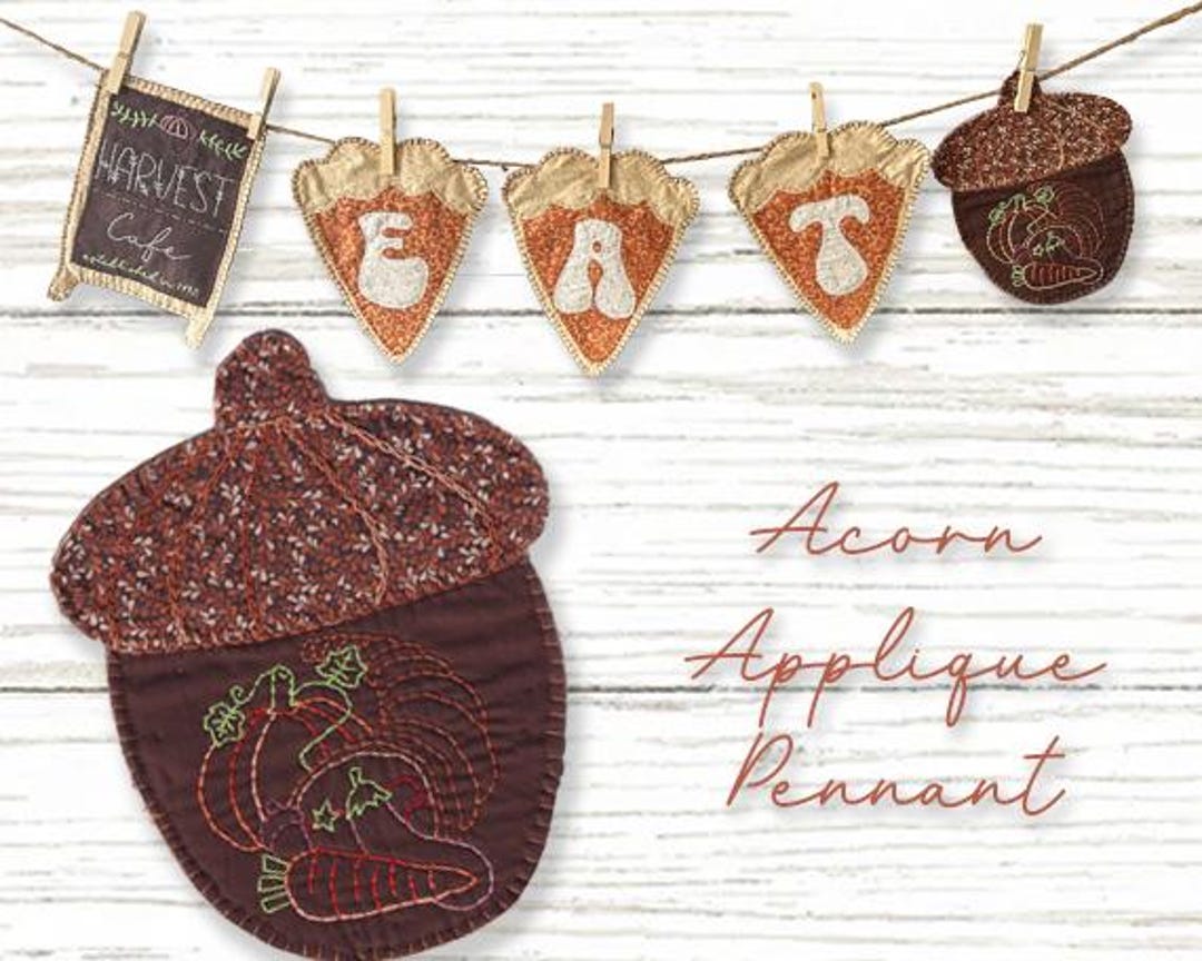 Acorn Applique Pattern for Customizable Through-the-year Pennant Banner ...