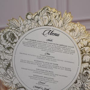 Gold Foil Laser Cut Wedding Menu: Floral Dinner Cards - Etsy
