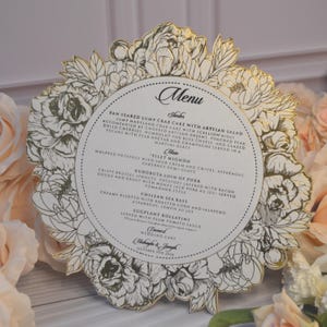 Gold Foil Laser Cut Wedding Menu: Floral Dinner Cards - Etsy