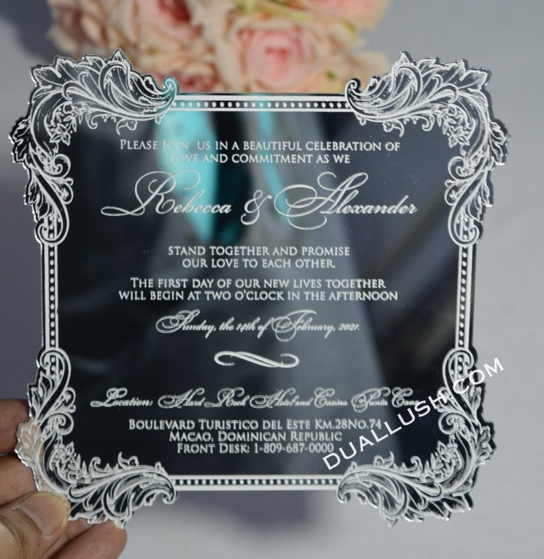 Acrylic Wedding Invitations Silver Mirror Acrylic Invitation - Etsy