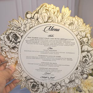Gold Foil Laser Cut Wedding Menu: Floral Dinner Cards - Etsy