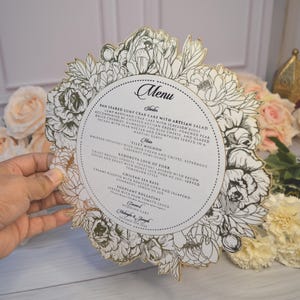 Gold Foil Laser Cut Wedding Menu: Floral Dinner Cards - Etsy