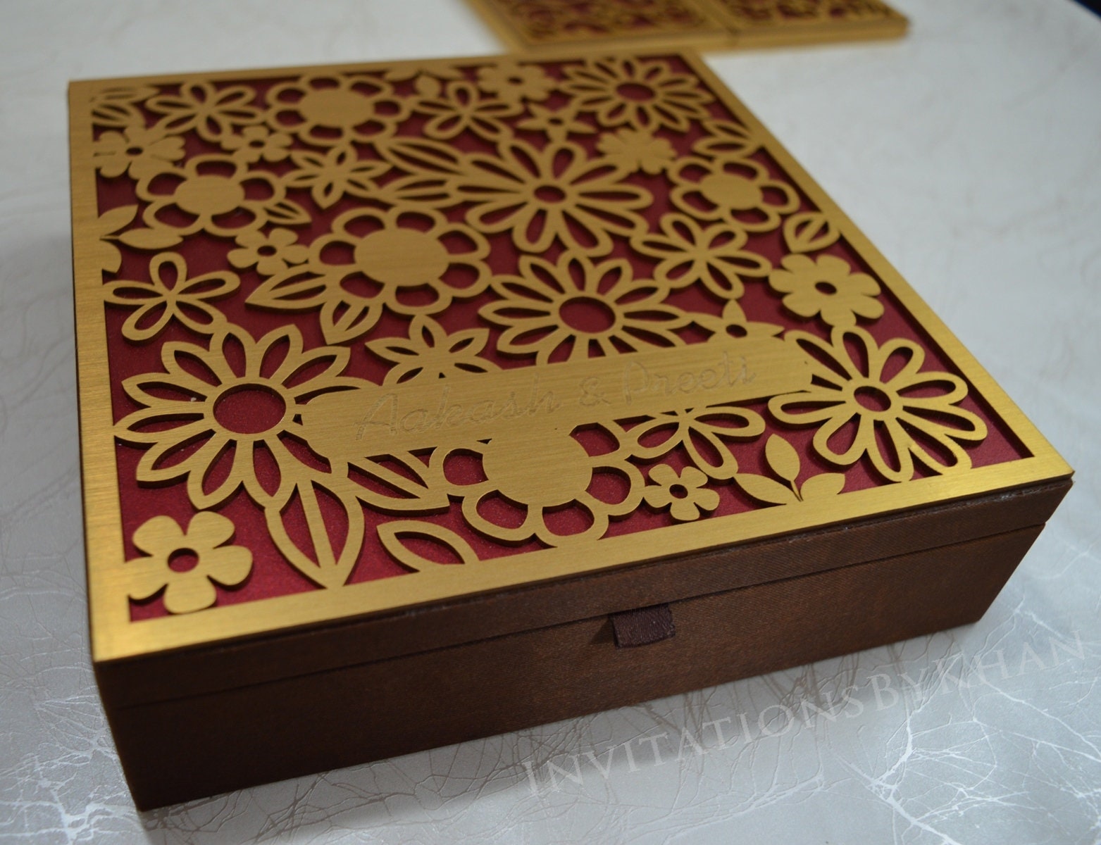 Caja de invitación invitación de boda caja de invitación de - Etsy México