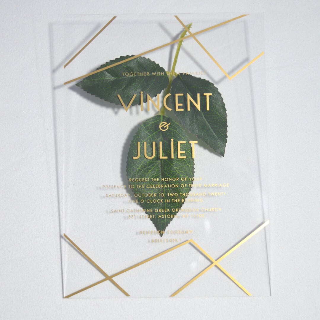 Acrylic Invitation Made of Plexiglass With Geometric Accents: Acrylic ...