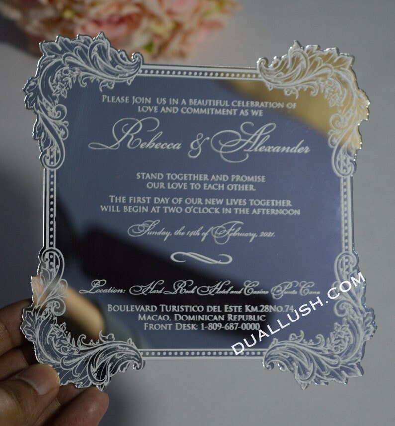 Acrylic Wedding Invitations Silver Mirror Acrylic Invitation - Etsy