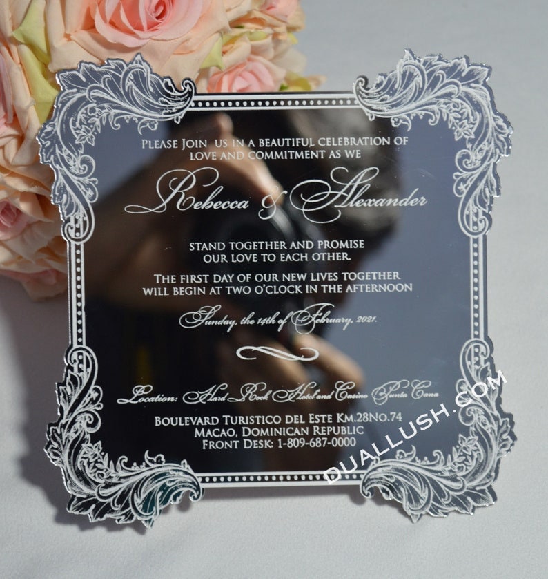Acrylic Wedding Invitations Silver Mirror Acrylic Invitation - Etsy