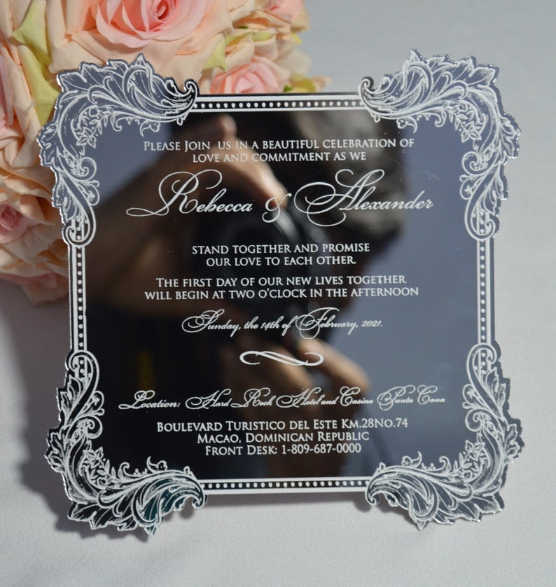Acrylic Wedding Invitations Silver Mirror Acrylic Invitation - Etsy