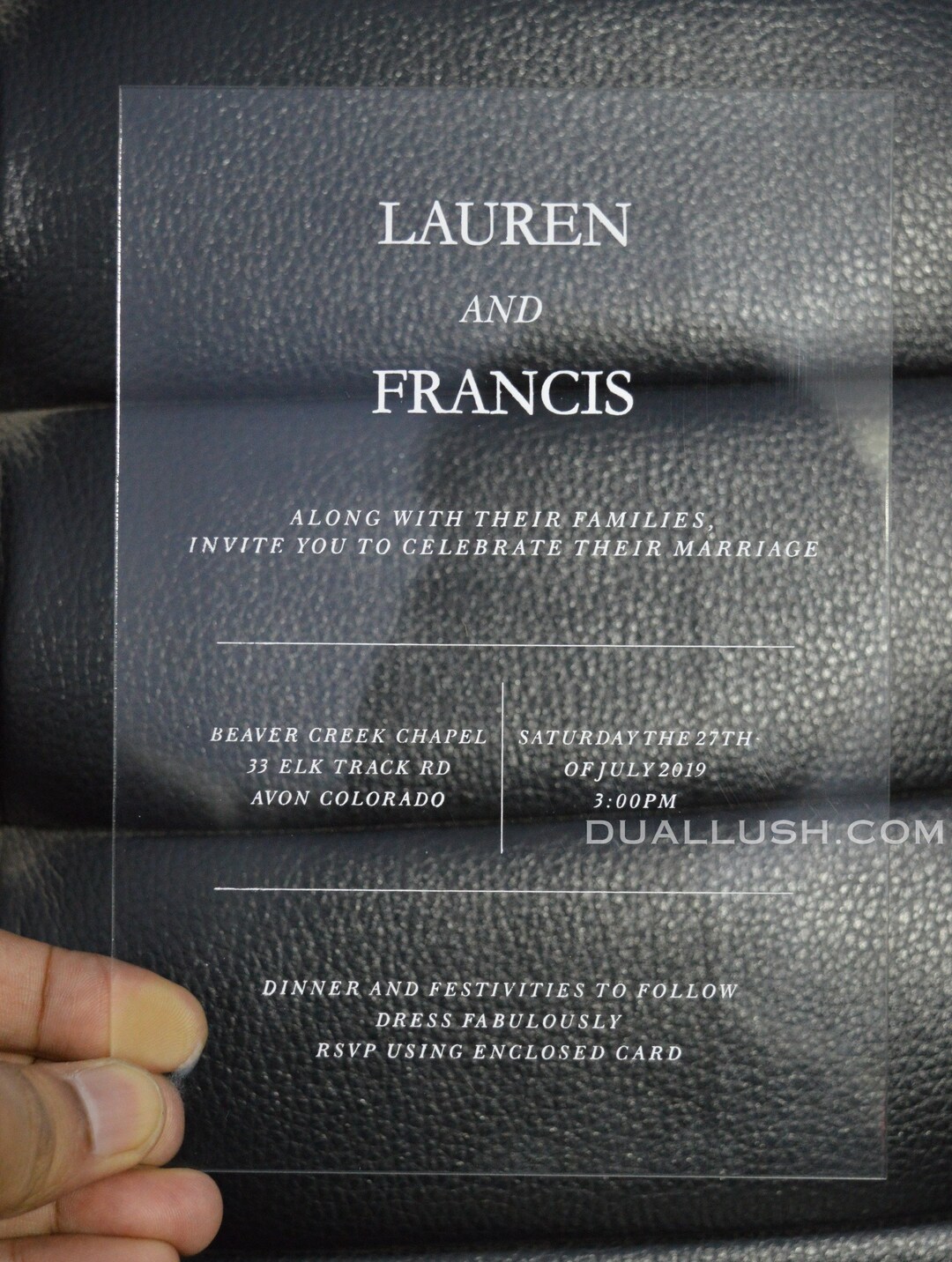 Clear Acrylic Wedding Invitations: Custom Transparent Invites - Etsy