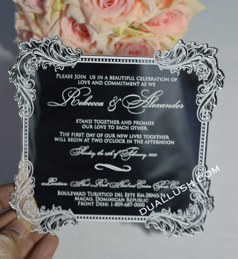 Acrylic Wedding Invitations Silver Mirror Acrylic Invitation - Etsy