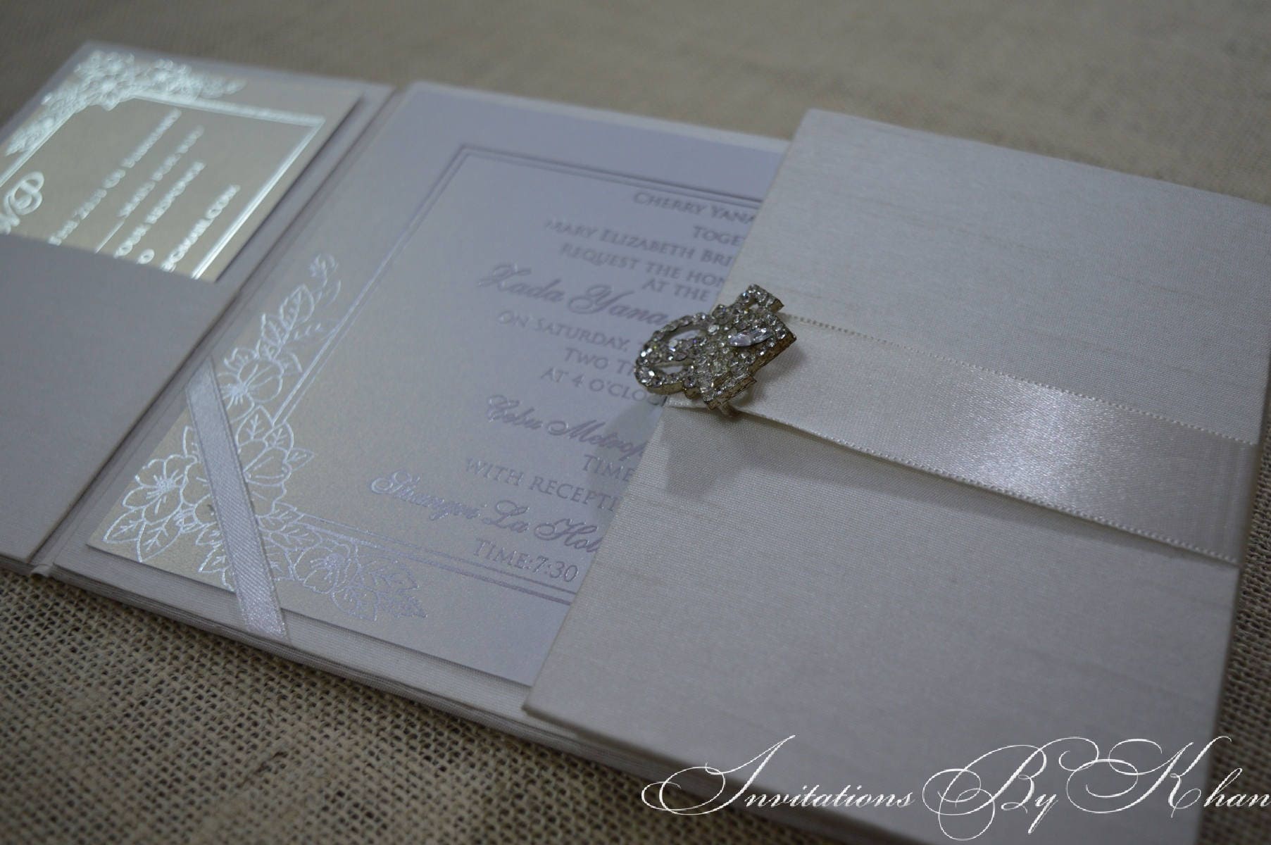 Silk Hardcover Folio Invitation Wedding Invitation Box | Etsy