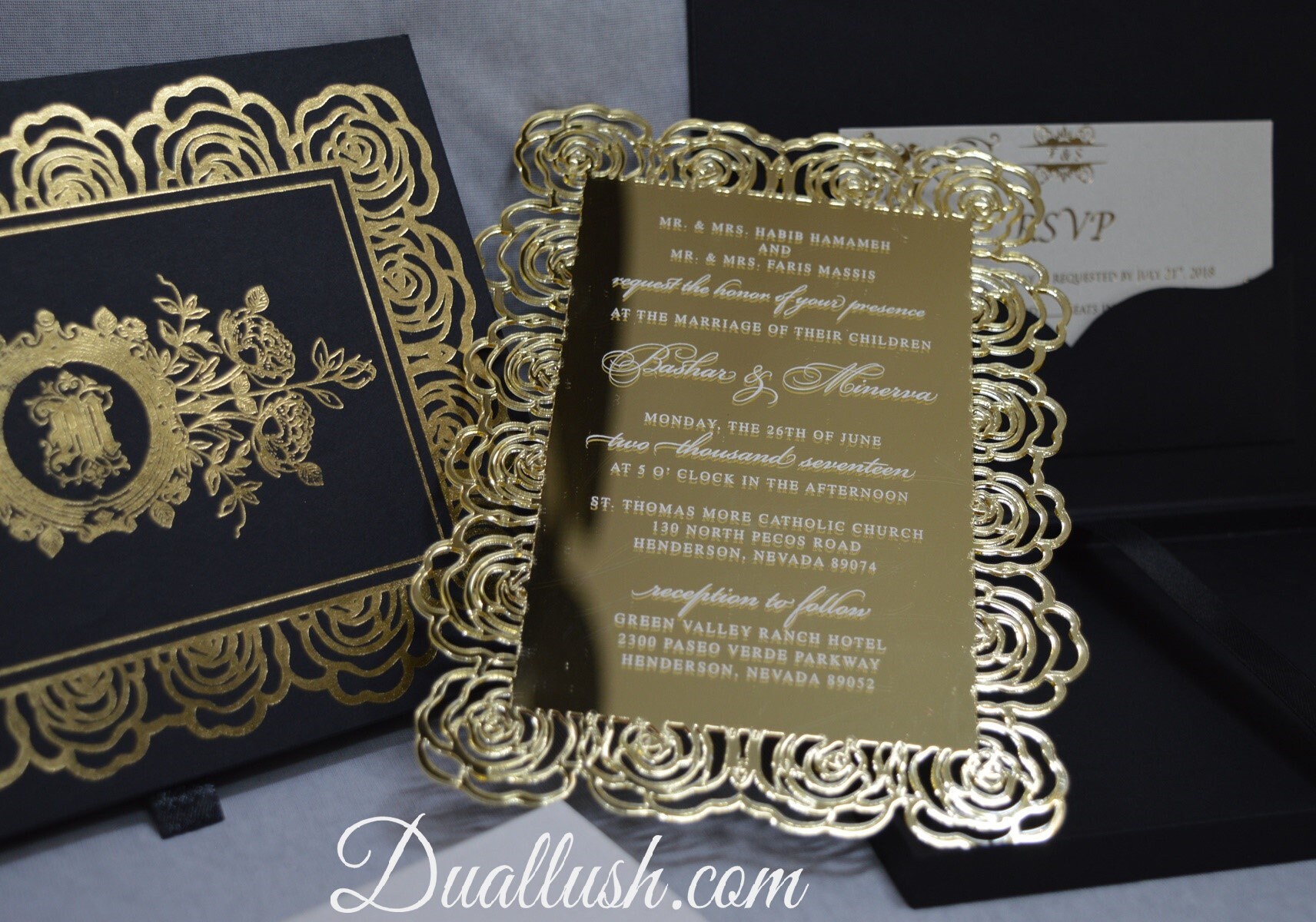 Gold Mirror Acrylic Wedding Invitation Box With Real Foil Monogram - Etsy