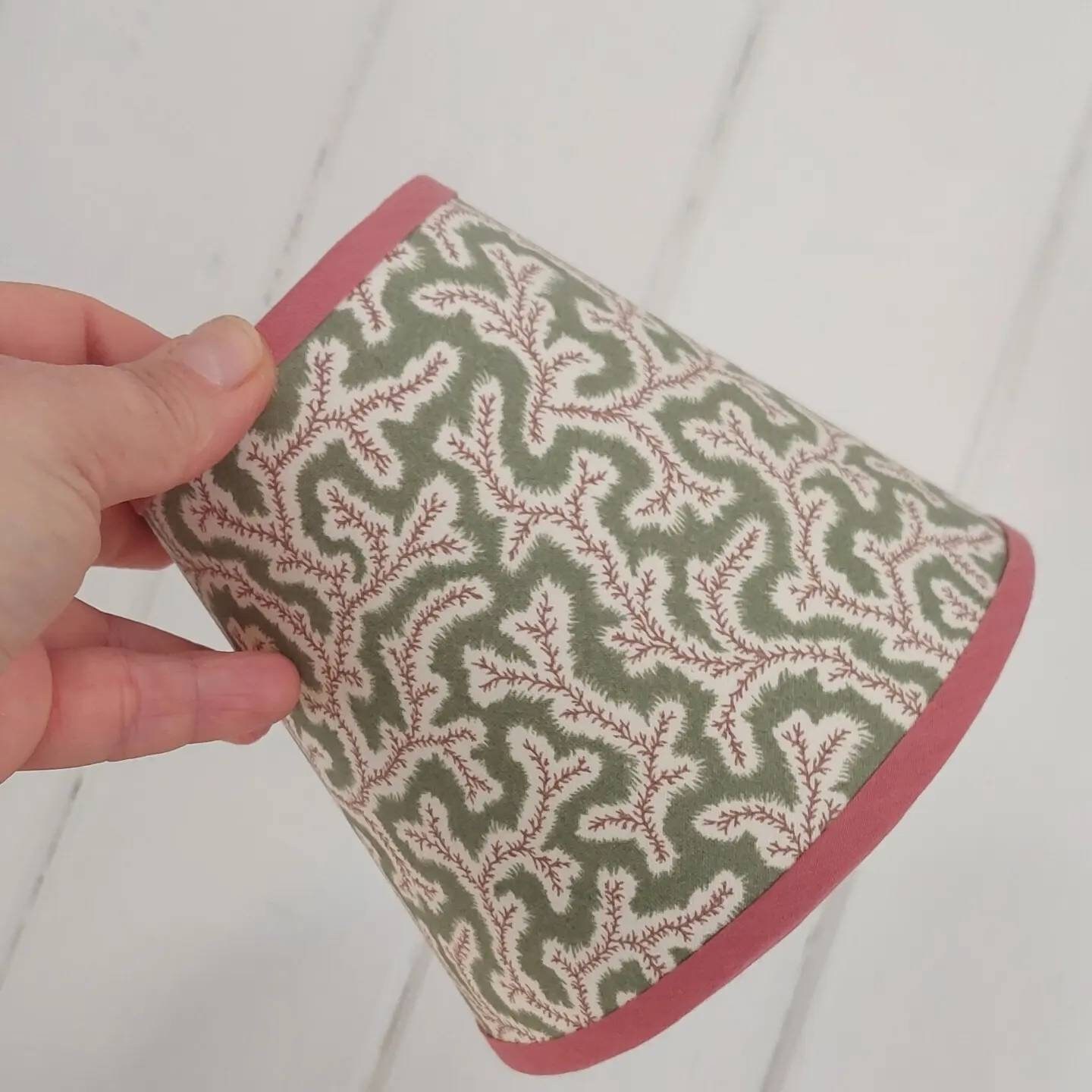 Dulcie Classic Green Sanderson Candle Clip Lampshade With Pink - Etsy UK
