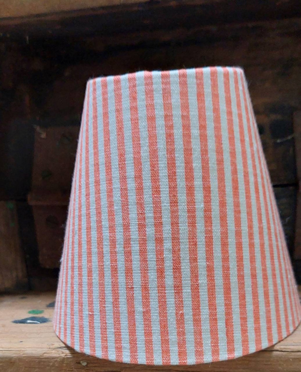 Linen Orange Ticking Stipes Candle Clip Lampshade - Etsy UK