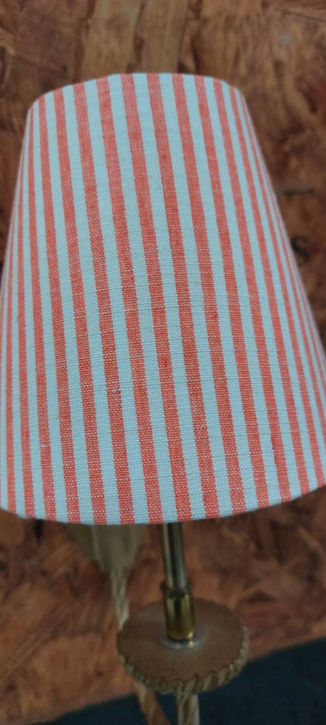 Linen Orange Ticking Stipes Candle Clip Lampshade - Etsy UK