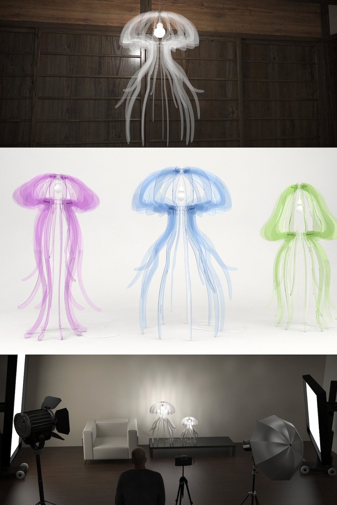 Jellyfish Chrysaora Lamp Template - Pendant Light Fixture Design for ...