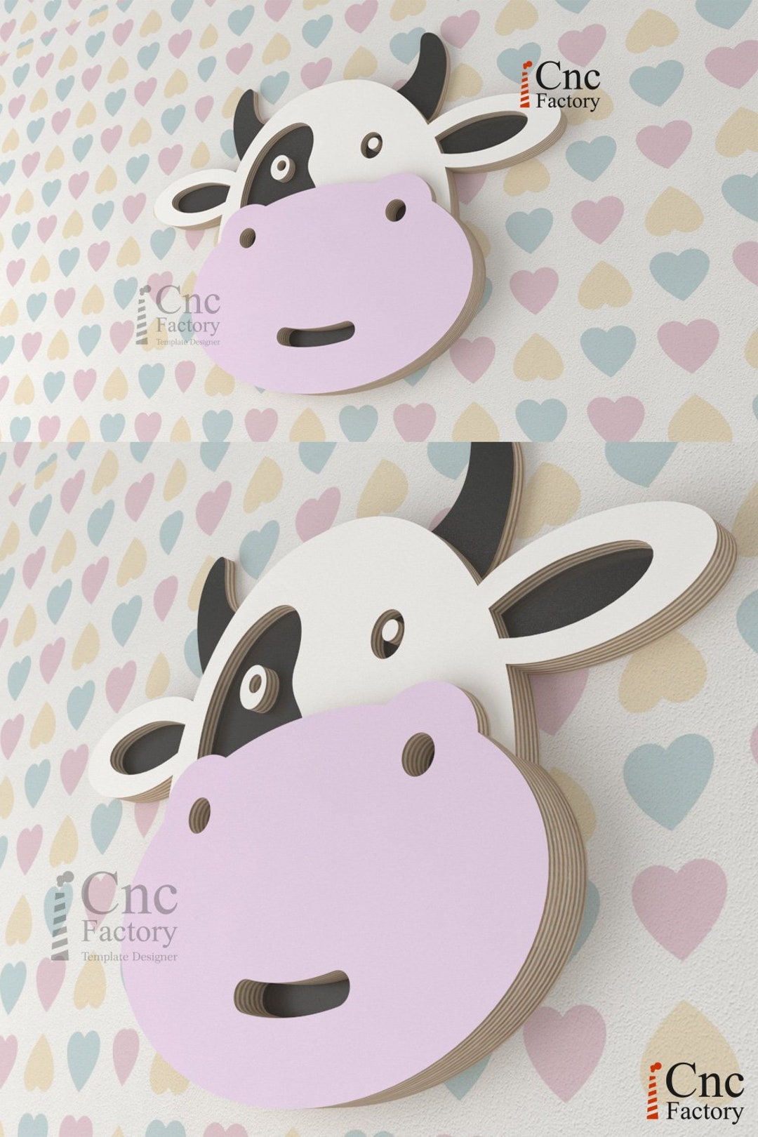 COW HEAD - Project for 3D Object to Build - Kids Room Decoration - Cnc ...