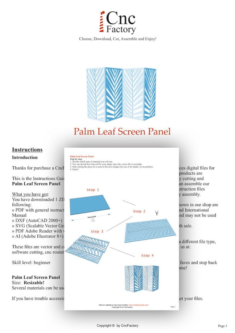 Palm LEAF SCREEN PANEL cnc template cutting file room | Etsy