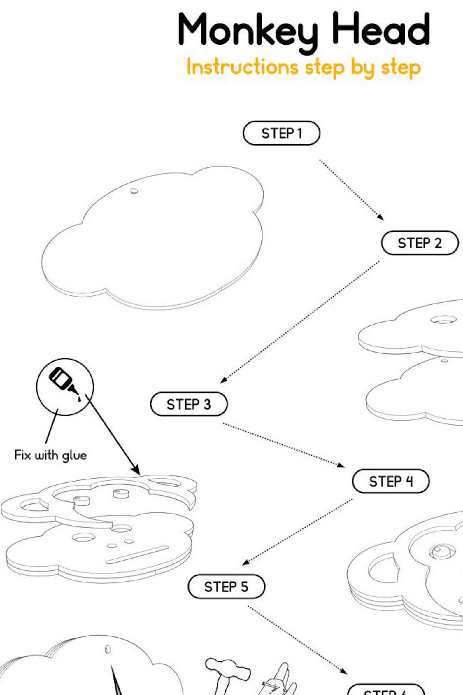 MONKEY HEAD Template for Unconventional Living Room Modern | Etsy