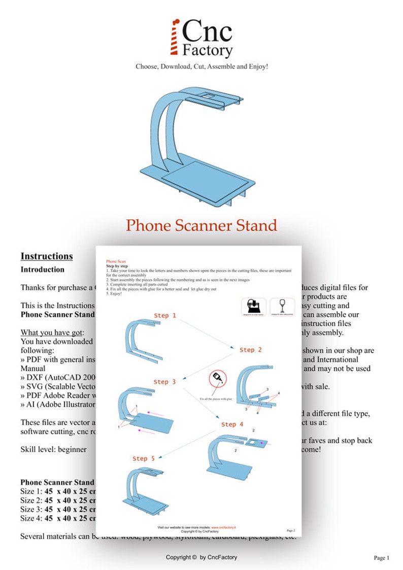 PHONE SCANNER STAND Laser cutting template plans wooden | Etsy