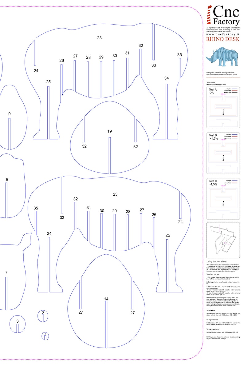 RHINO DESK Template Cut File Projects Laser Machine Sculptur Rhinoceros ...