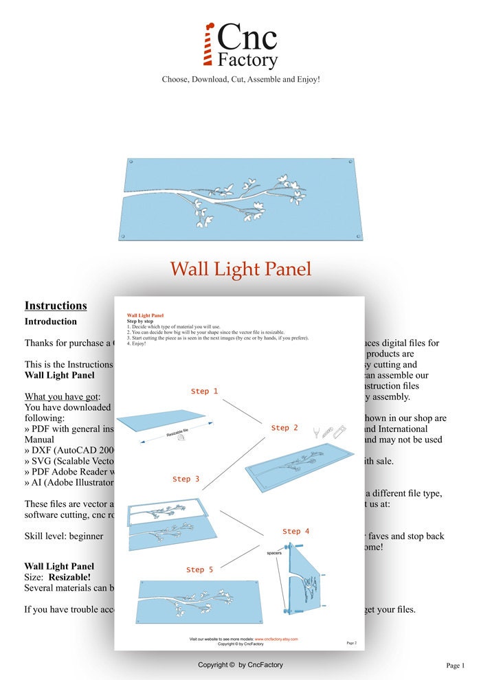 Wall Light Panel Template - CNC Laser-cut Floating Lighted Wall Decor ...