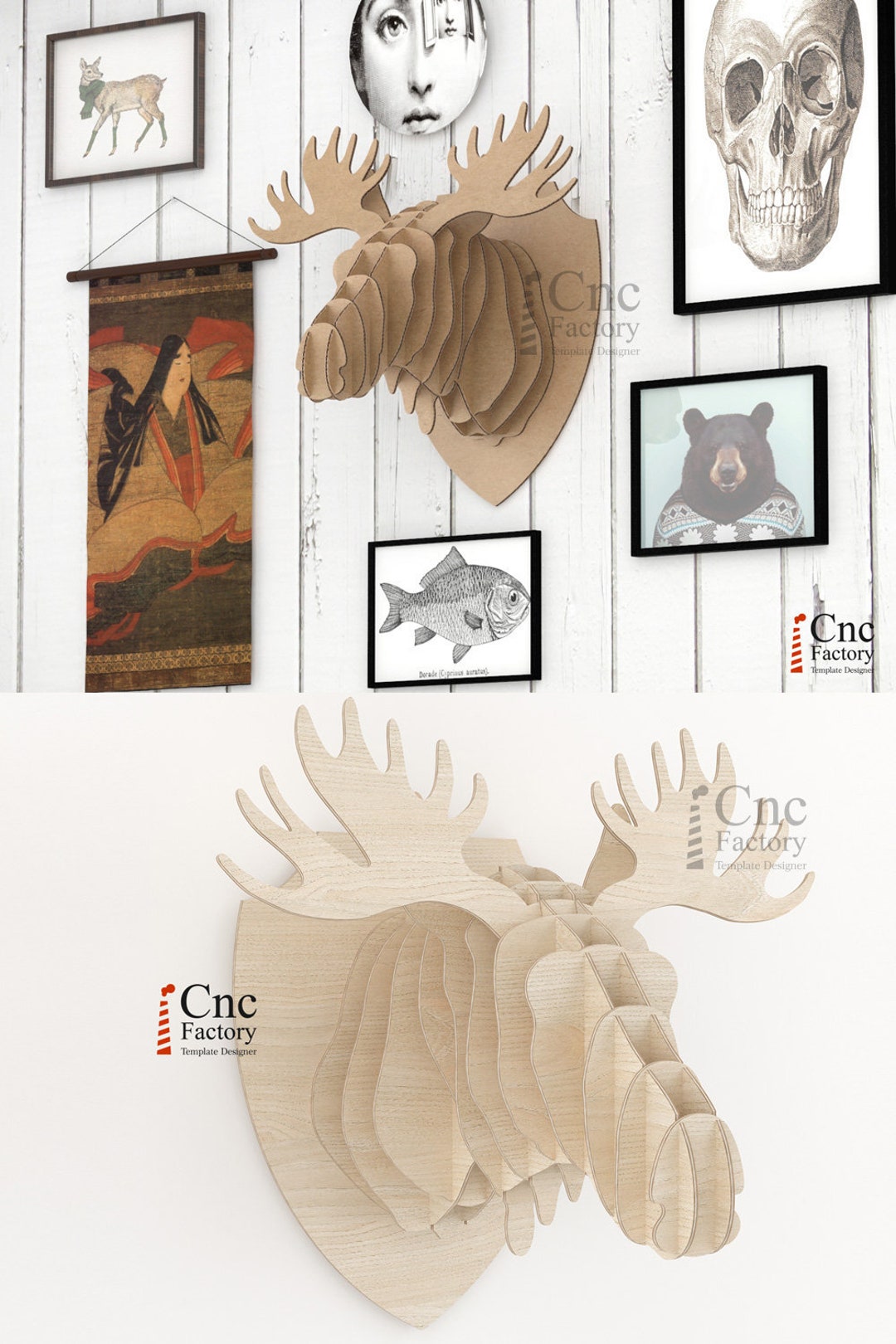 MOOSE HEAD - 3D Templates Faux Taxidermy - Room Decor - Laser Cut ...