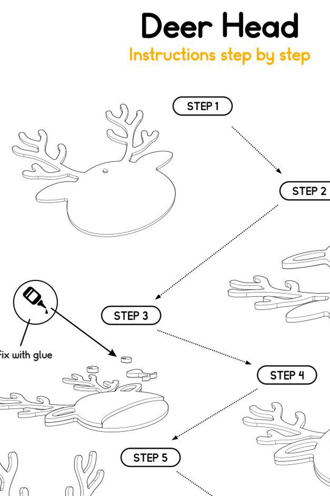 DEER HEAD Template Cutting File for Small Deer Trophy Head - Etsy