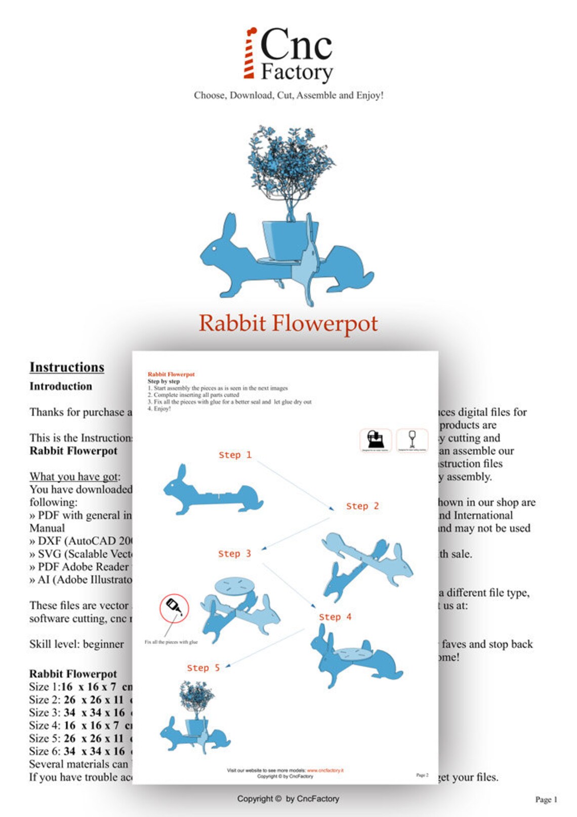 RABBIT FLOWERPOT Template Cutting File Plot Plants Planter - Etsy