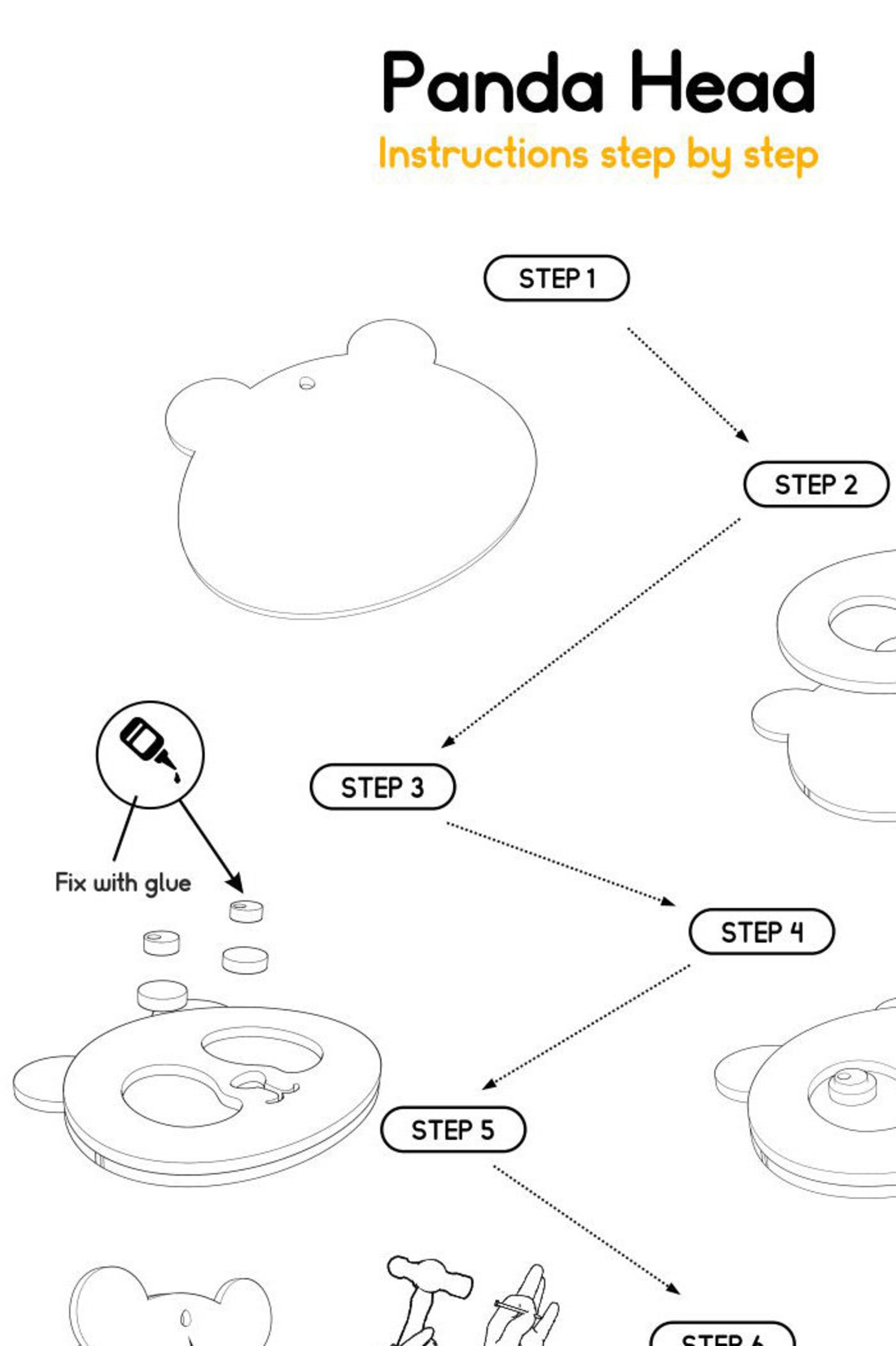 PANDA HEAD Template Animal Wall Decoration Baby Room | Etsy