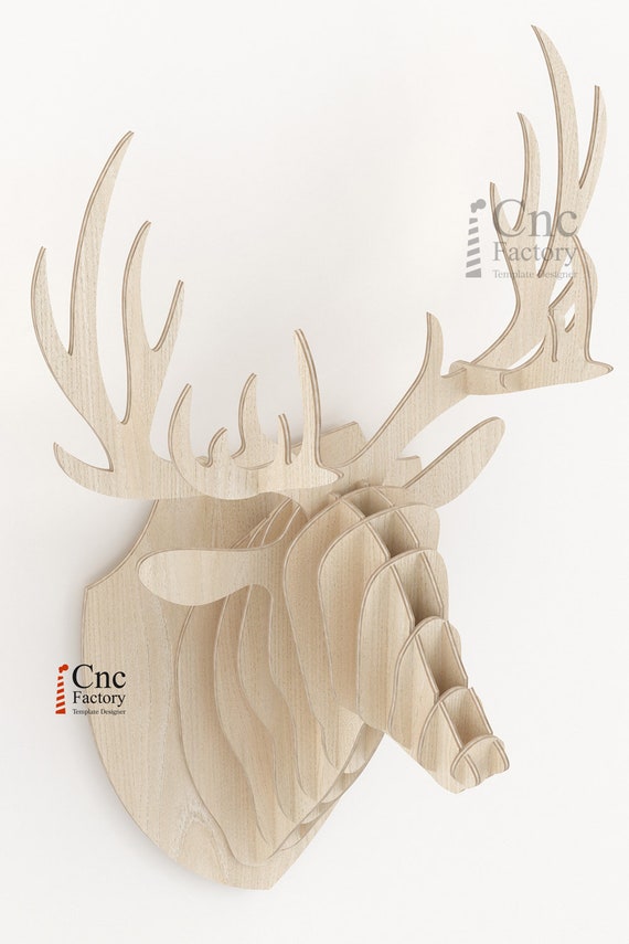 Art & Collectibles Digital DEER plan vector cnc file laser animal head ...