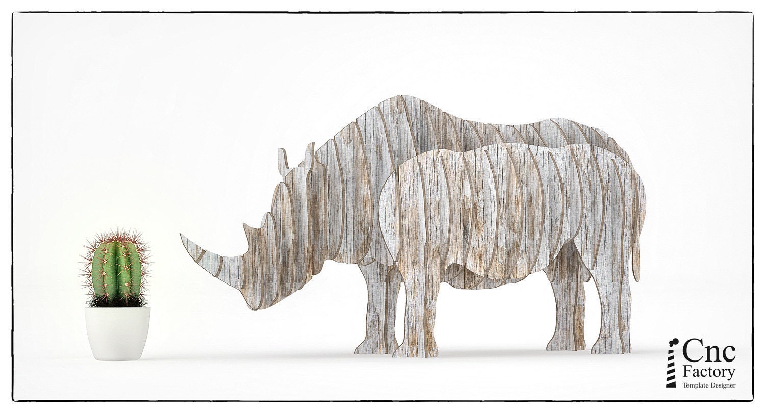 RHINO DESK Template cut file projects laser machine sculptur | Etsy
