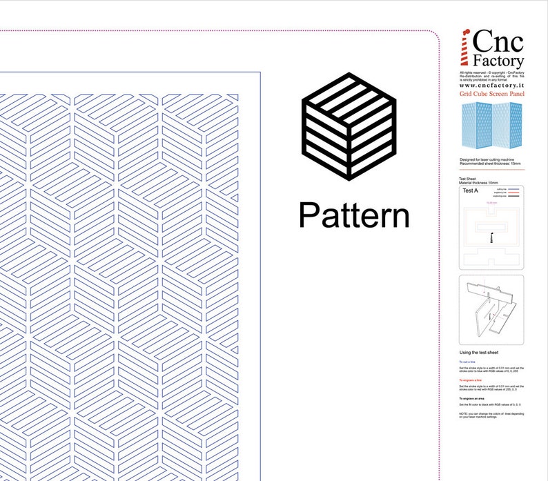 GRID CUBE SCREEN Panel cnc template cutting file room | Etsy