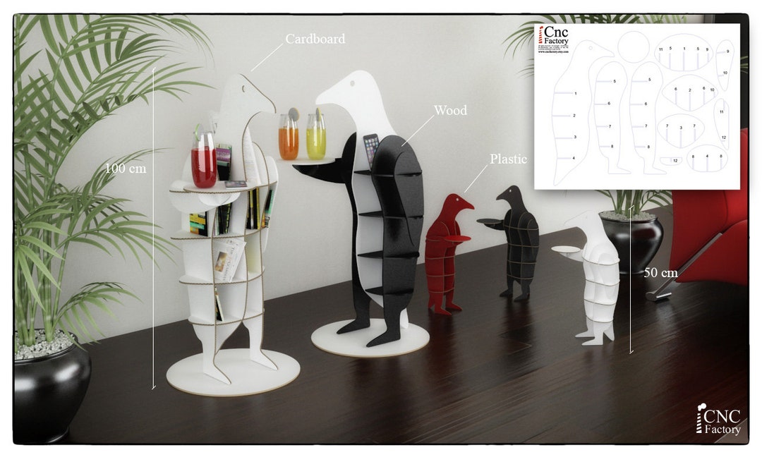 Penguin Shelf CNC Template: Laser Cut Animal Shelving (digital Download ...