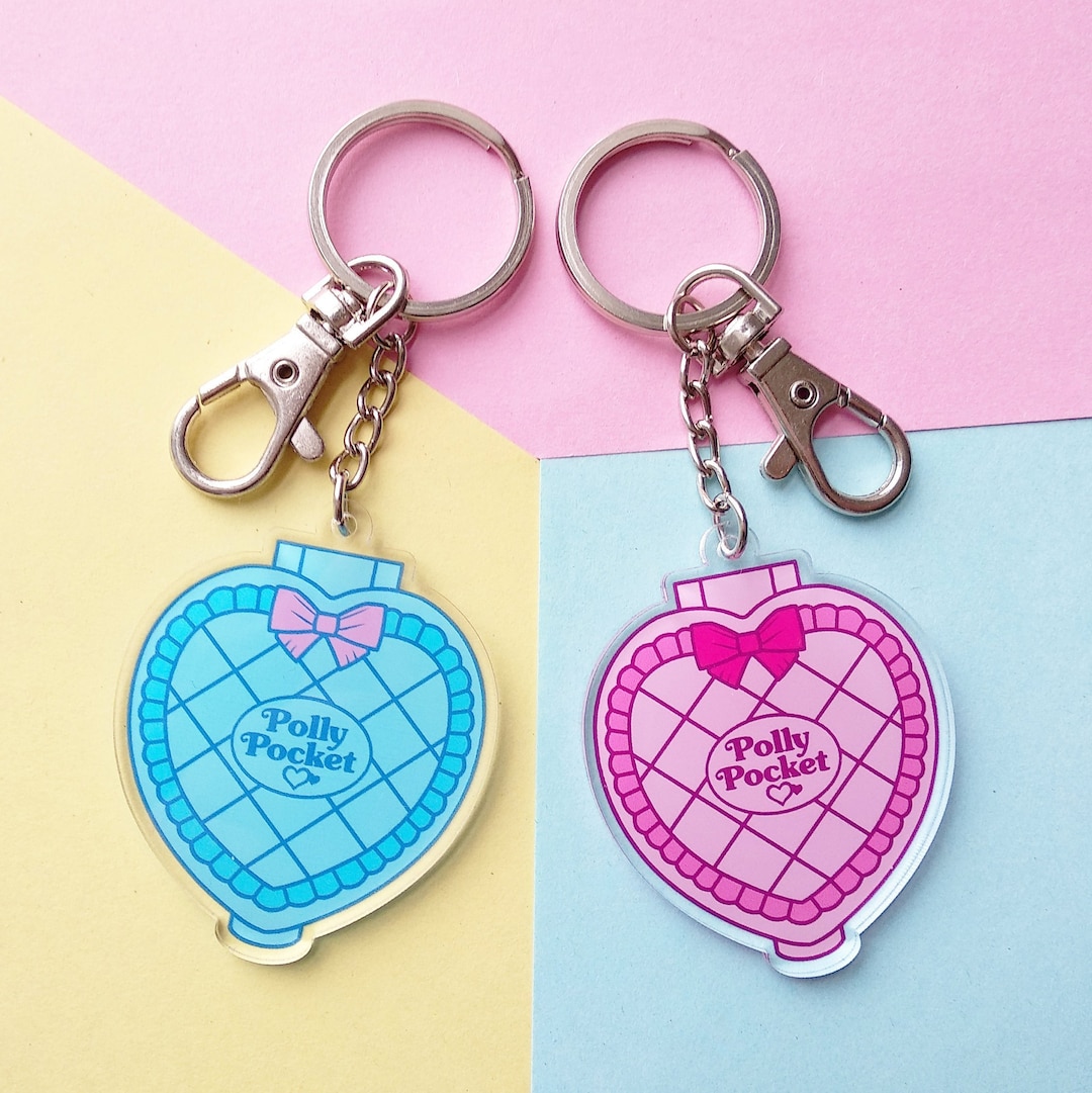 POLLY Pocket ACRYLIC KEYCHAIN Pink Blue Keyring Charm Clear Acrylic ...