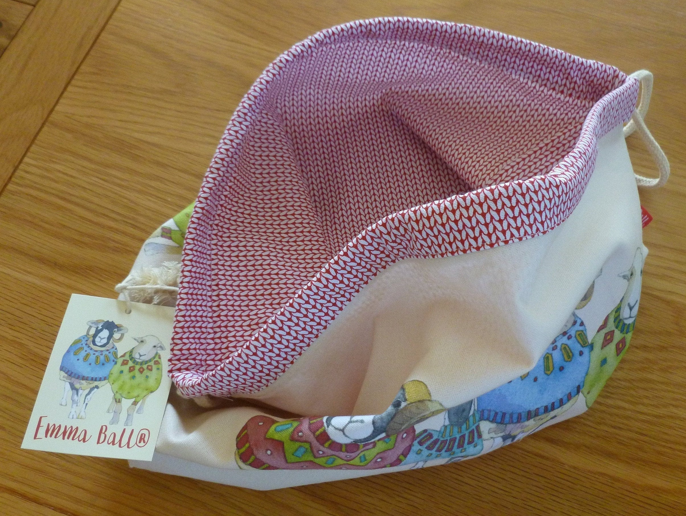 Knitters Project Bags by Emma Ball drawstring lined bag | Etsy