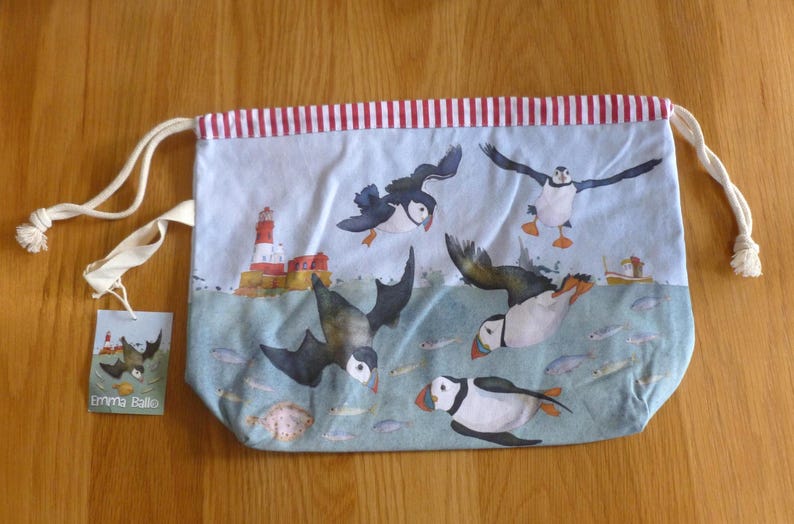 Project Bags by Emma Ball, Cotton Drawstring Lined Bags, With Hanging ...