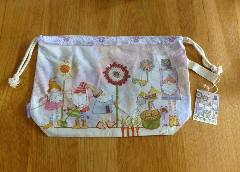 Project Bags by Emma Ball, Cotton Drawstring Lined Bags, With Hanging ...