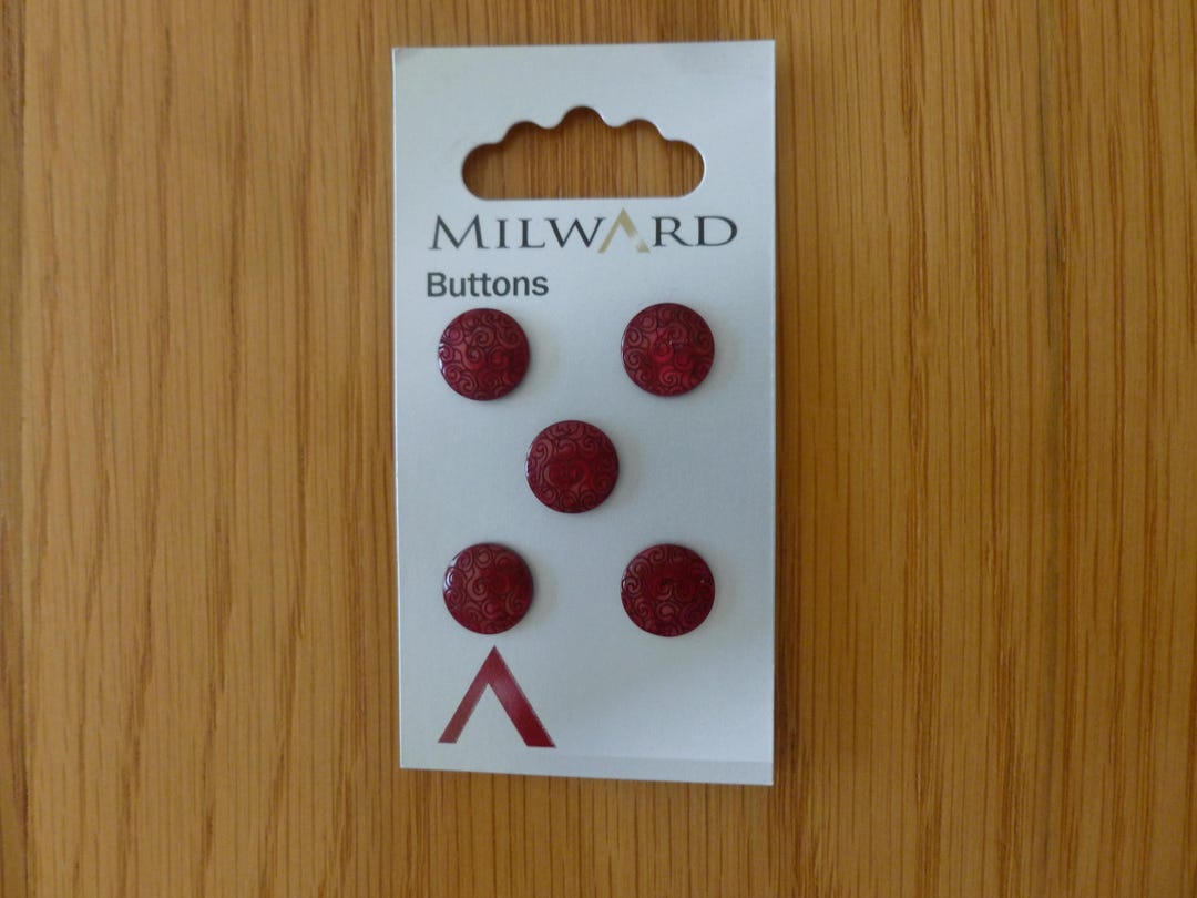 Set of 5 Deep Pink Buttons, 1 Cm, Milward, Swirl Pattern - Etsy