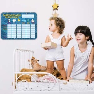 Bedtime Checklist Routine Star Reward Chart for Kids and Autism Tin ...