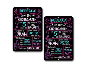 Last Day of School Blue and Green Chalkboard Style Photo Prop | Etsy