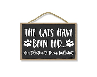 Hanging Cat Fed Sign - Etsy