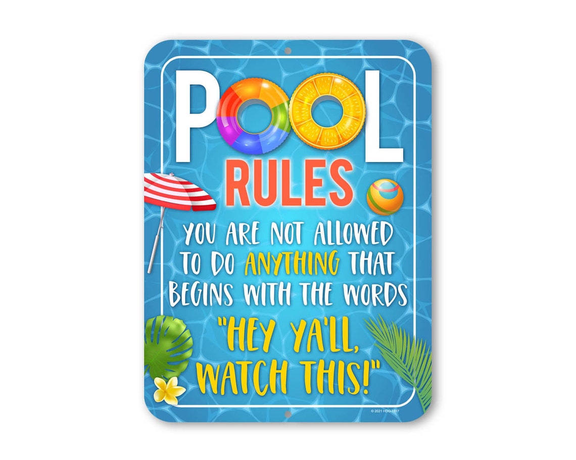 Honey Dew Gifts Pool Rules Funny Swimming Pool Rules Signs | Etsy