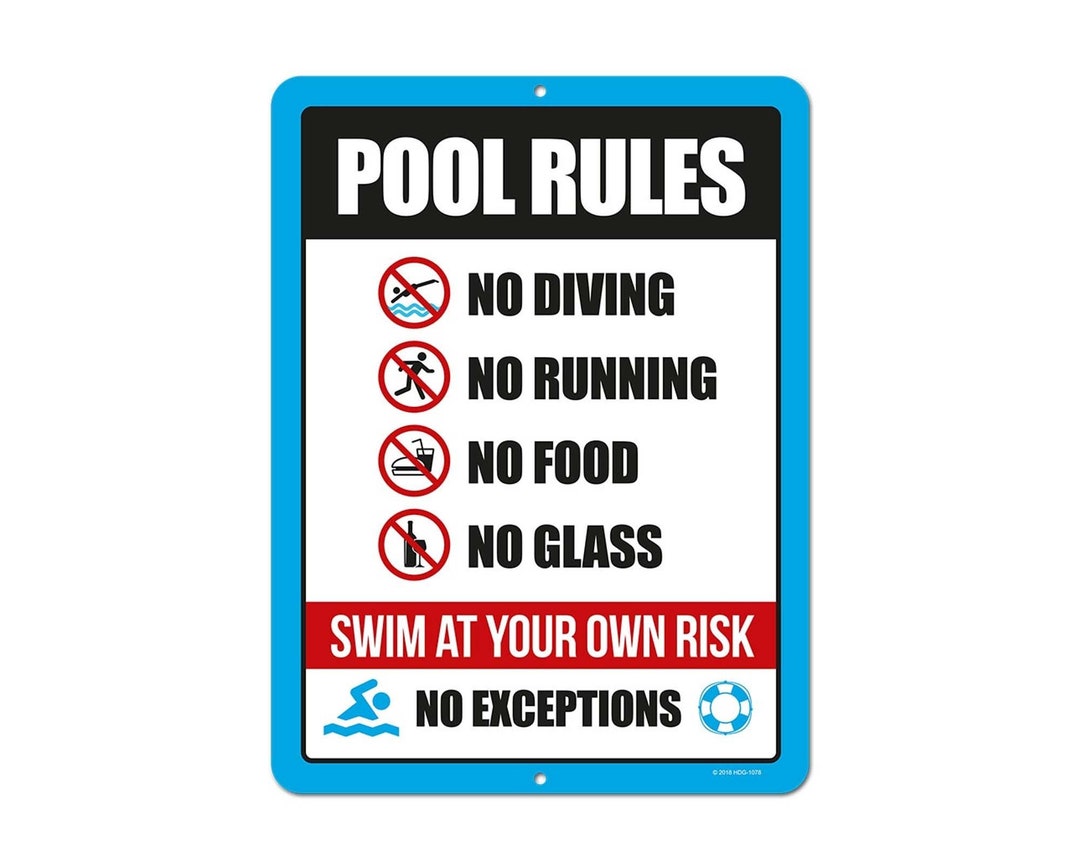 Swimming Pool Rule Sign 9 X 12 Inch Tin Sign Decor Pool - Etsy