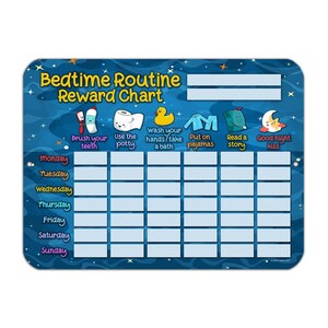 Bedtime Checklist Routine Star Reward Chart for Kids and Autism Tin ...